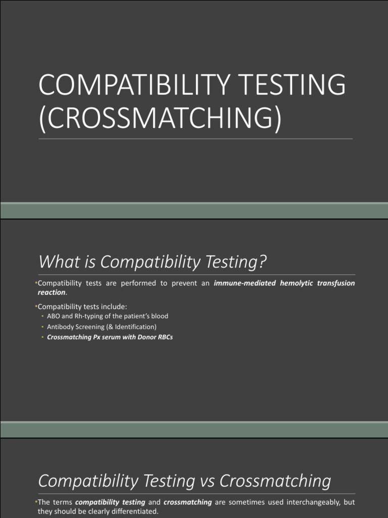 Compatibility Testing (Crossmatching) | PDF