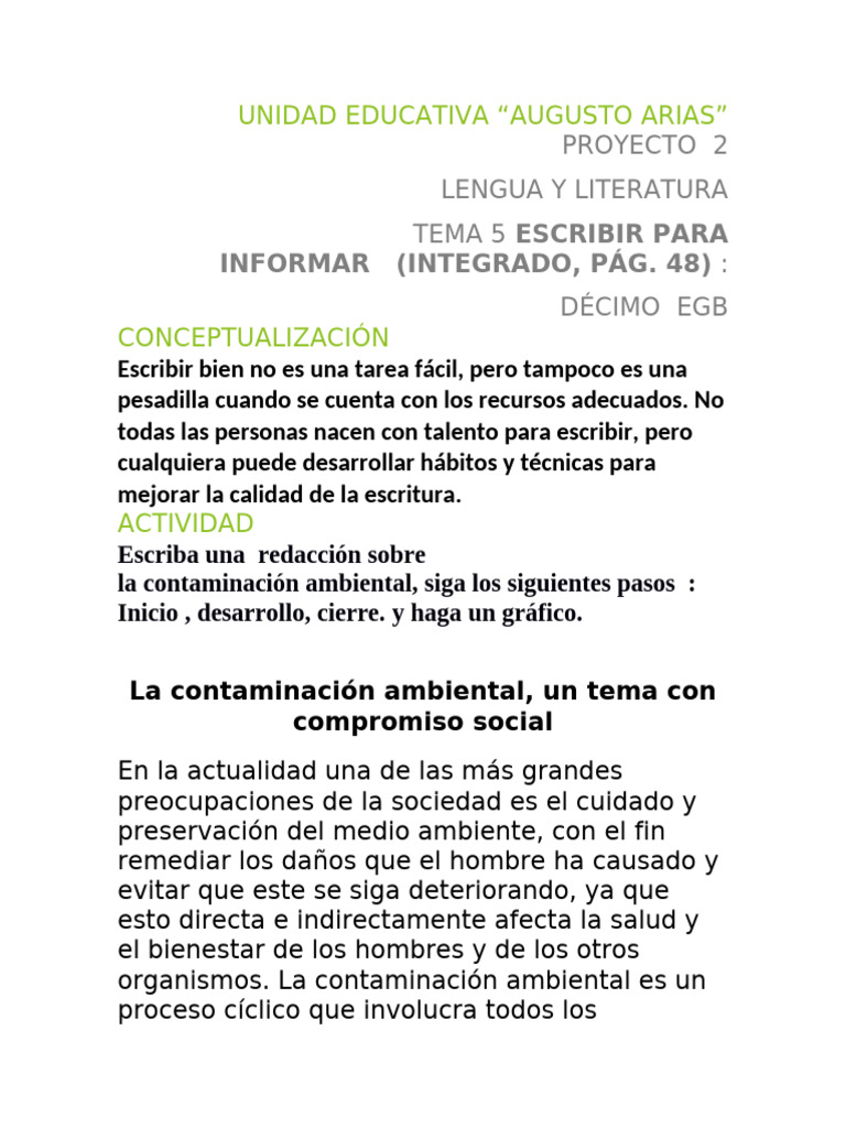UNIDAD EDUCATIVA - Docx Lengua 1 | PDF