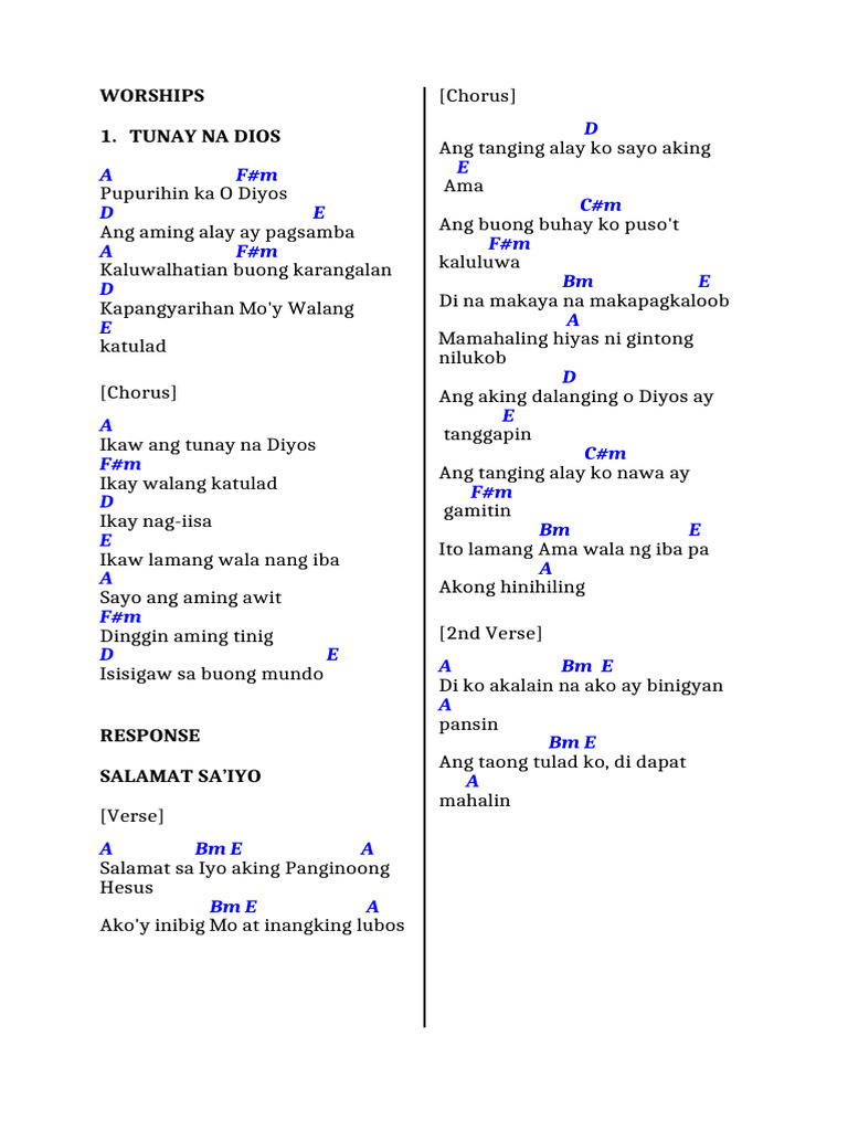 WORSHIPS 16 - Tunay Na Dios, Salamat Sa Iyo | PDF