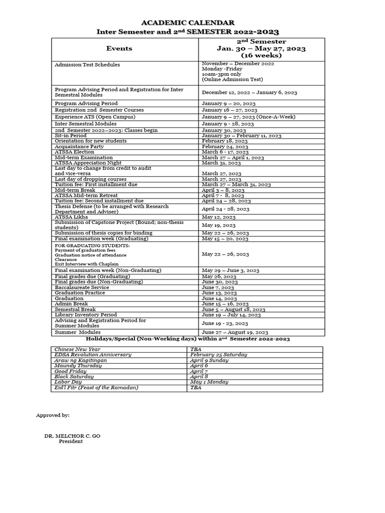 Academic Calendar | PDF