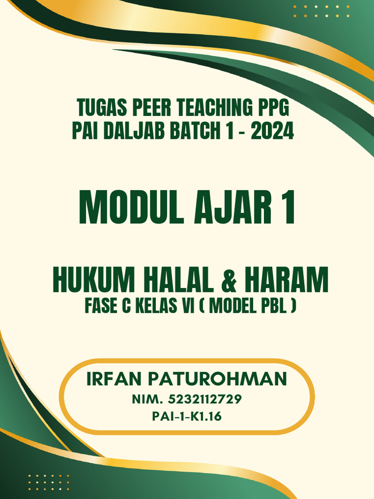 Modul Ajar 1 Hukum Halal Dan Haram (Model PBL) | PDF