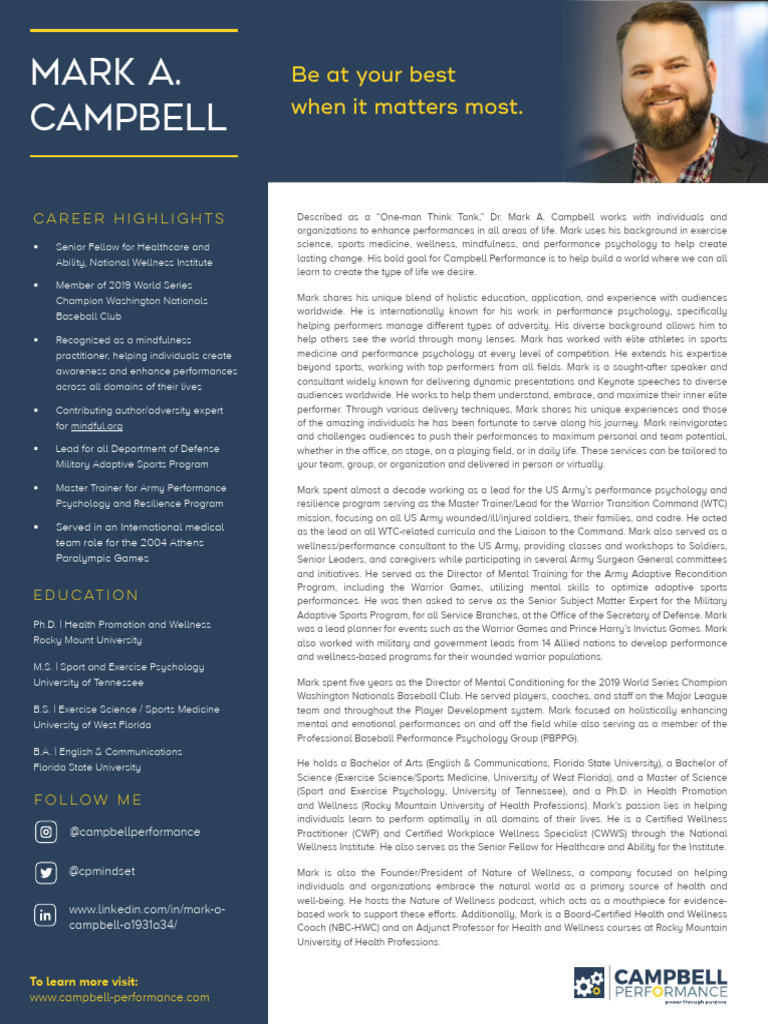 Mark Campbell Bio 2023 | PDF