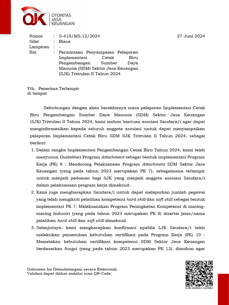 S-418.MS.12.2024 - 270624 - Permintaan Penyampaian Pelaporan Implementasi Cetak Biru ...