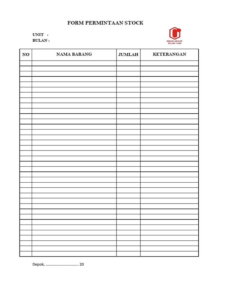 Form Permintaan Stock | PDF