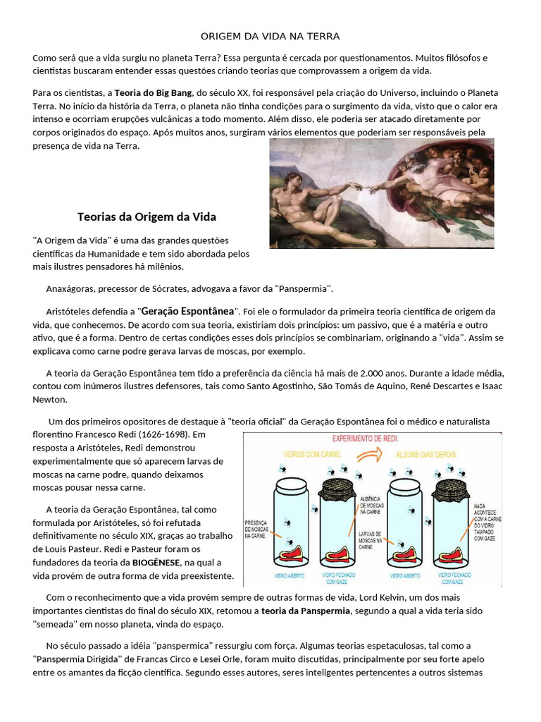 Origem Da Vida Na Terra | PDF