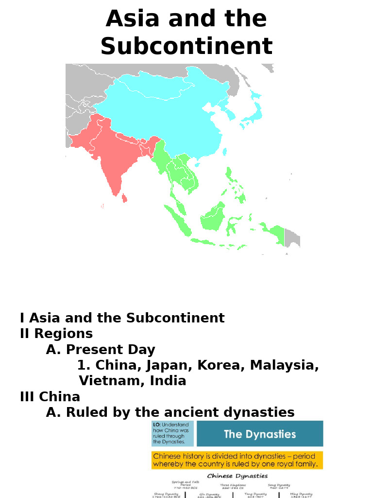 Asia and The Subcontinent Outline IP | PDF