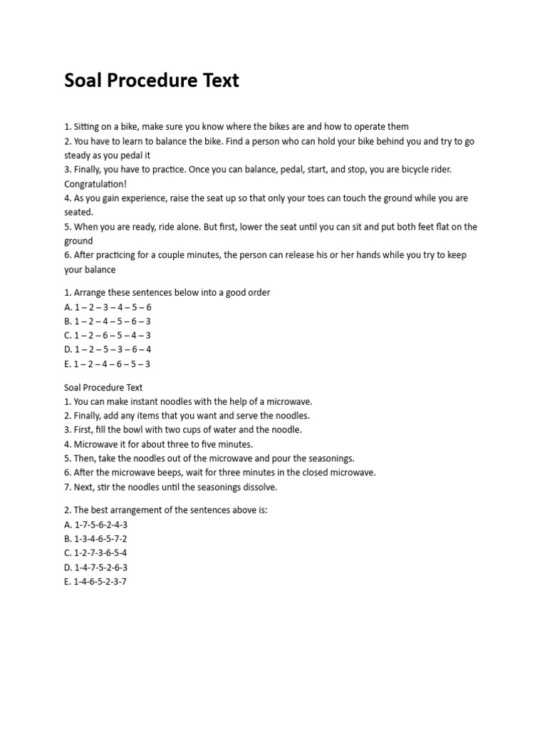 Soal Procedure Text | PDF