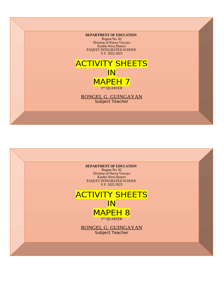 Act Sheets Front Cover | PDF