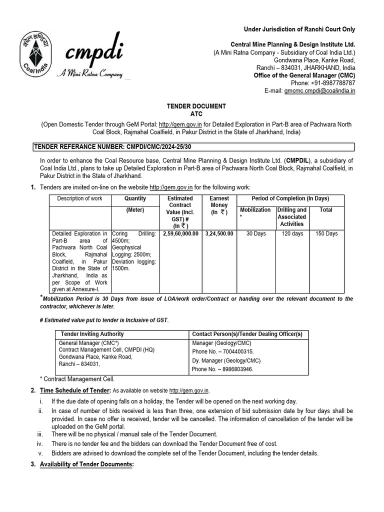 Tender Document | PDF