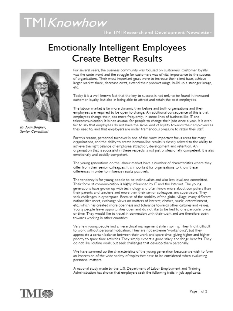 Emotionally Intelligent Employees Create | PDF