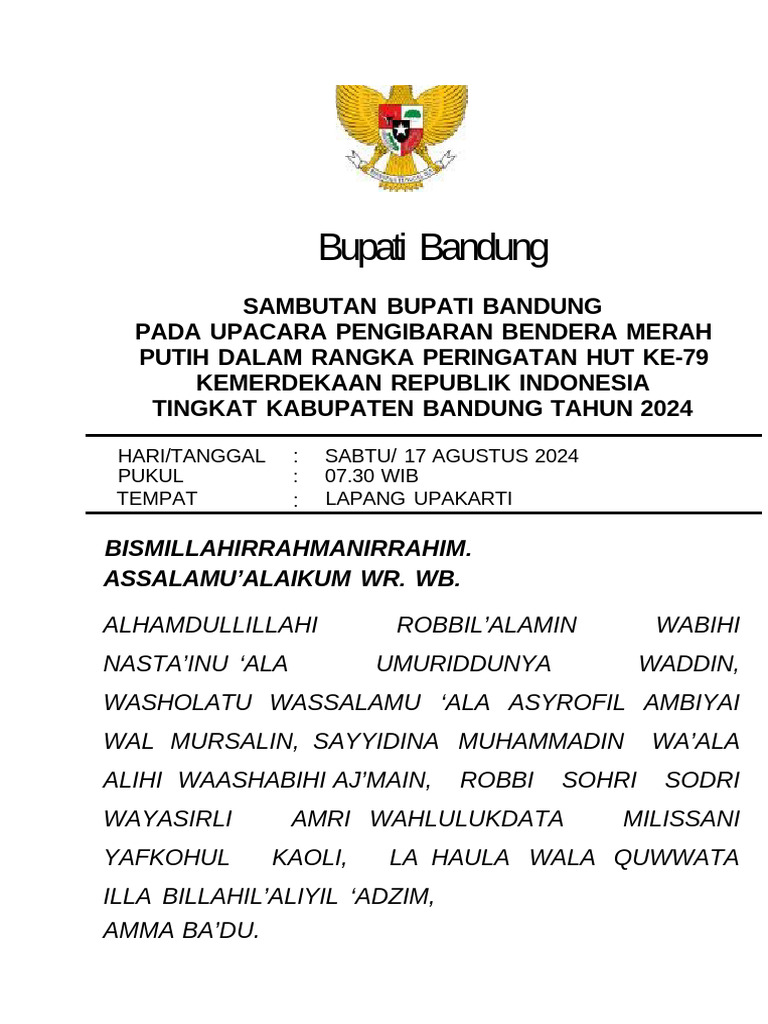 Sambutan Upacara Hut Ri Ke 79 17 Agustus 2024 Final Pdf