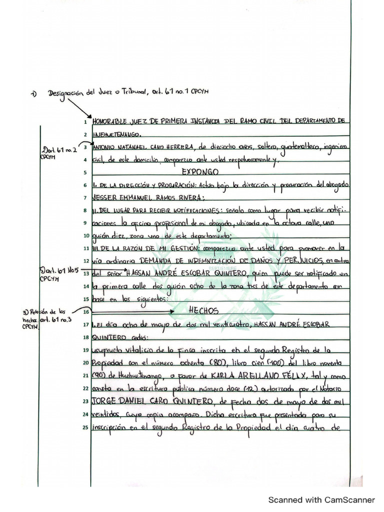 Demanda Civil y Sus Partes. | PDF