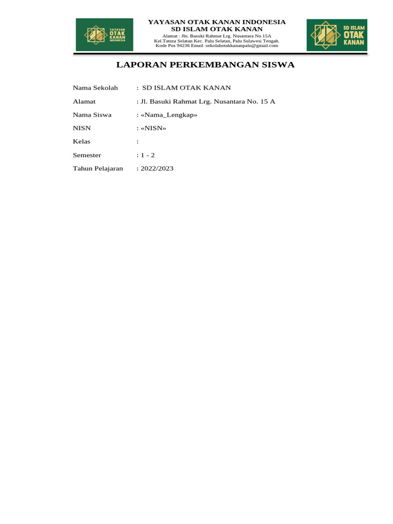 Format Rapor Bakat | PDF