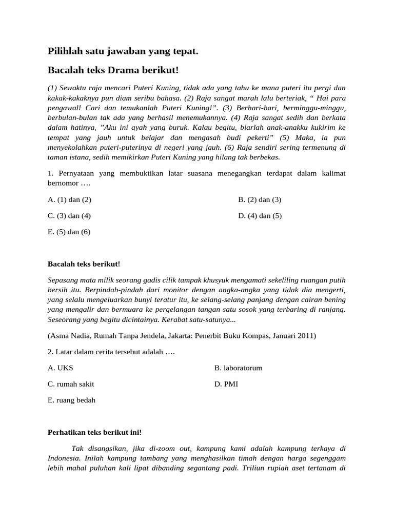 SOAL BINDO Kelas 11 | PDF