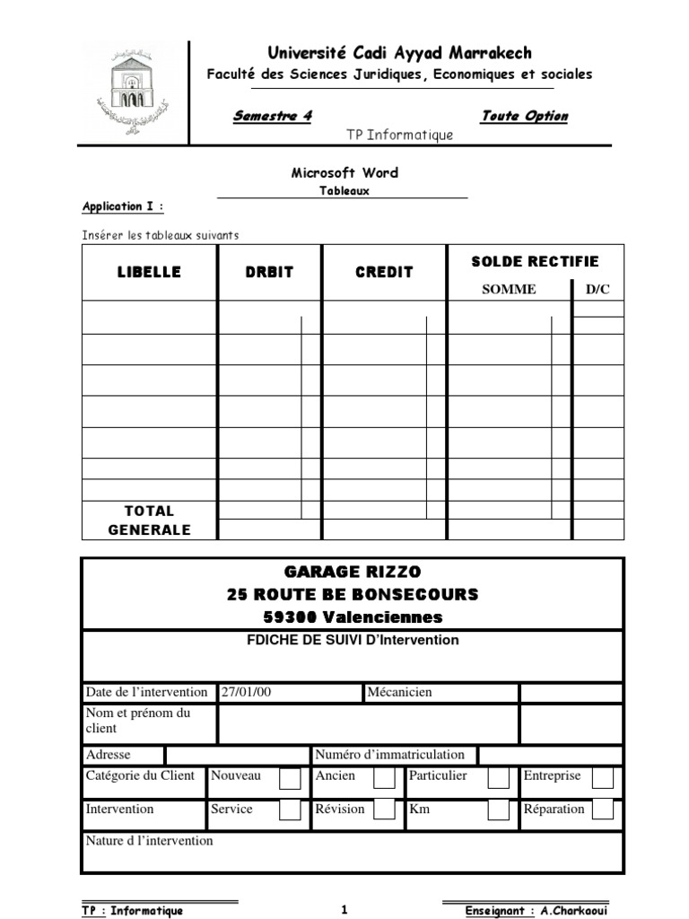TP Tableau TP 1 | PDF
