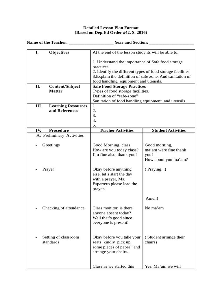 Detailed Lesson Plan Format | PDF