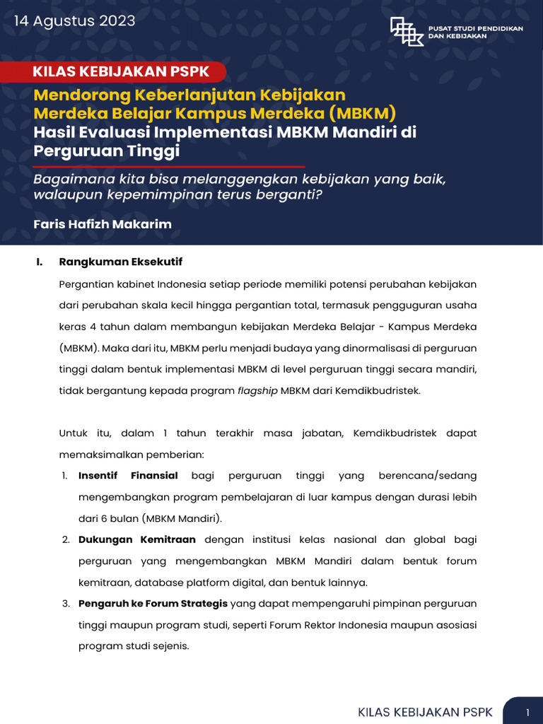 Kilas Kebijakan - MBKM Aug 2023 2 | PDF Kilas Kebijakan - MBKM Aug 2023 2 | PDF