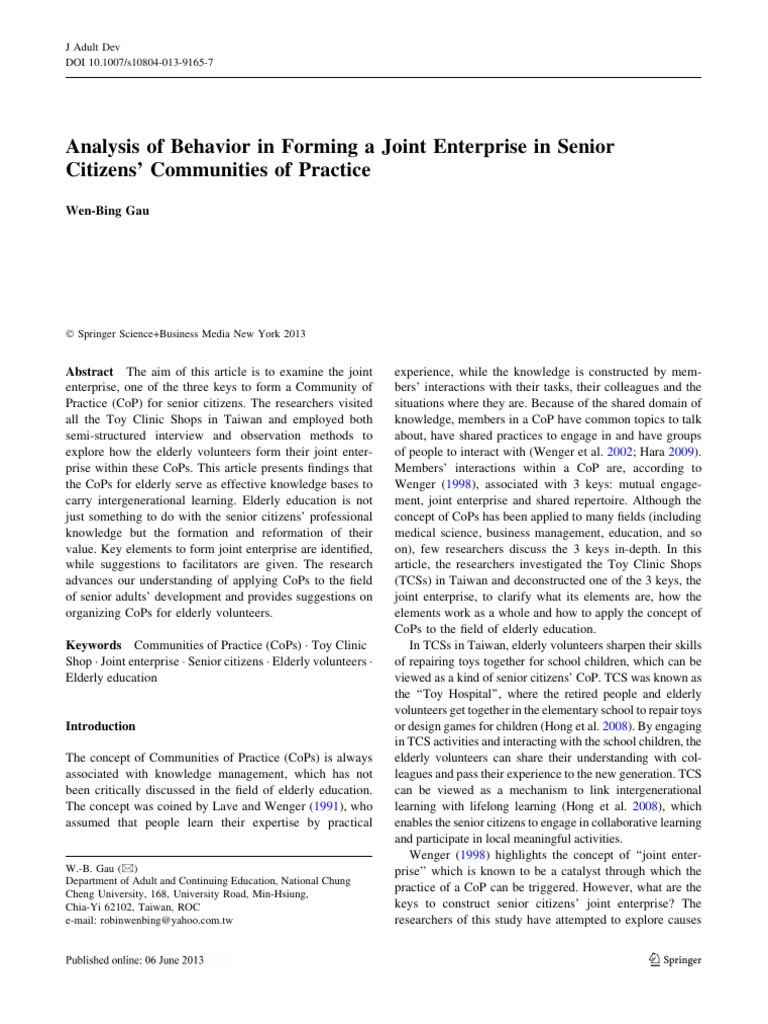 Analysis of Behavior in Forming A Joint Enterprise | PDF