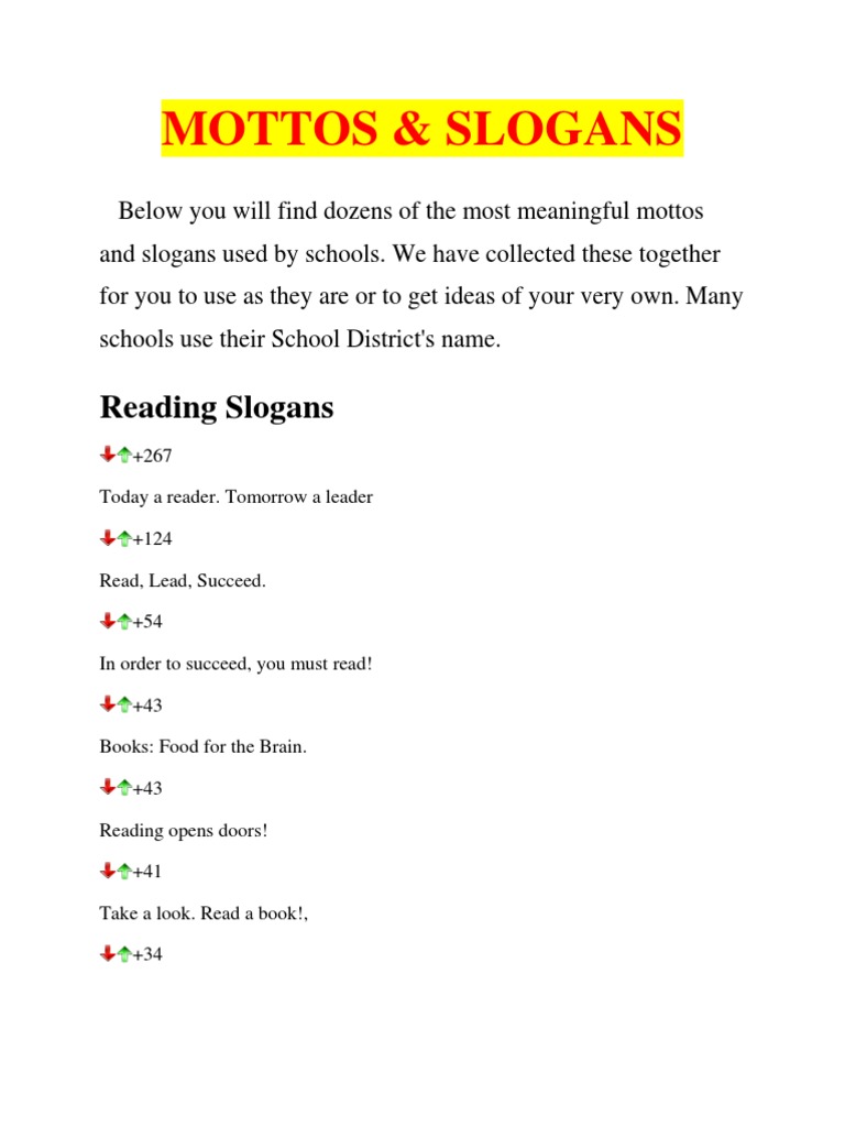 Slogans | PDF | Lifelong Learning | Teaching And Learning