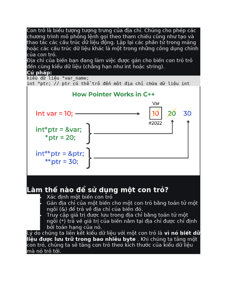 Con trỏ là biểu tượng tượng trưng của địa chỉ | PDF