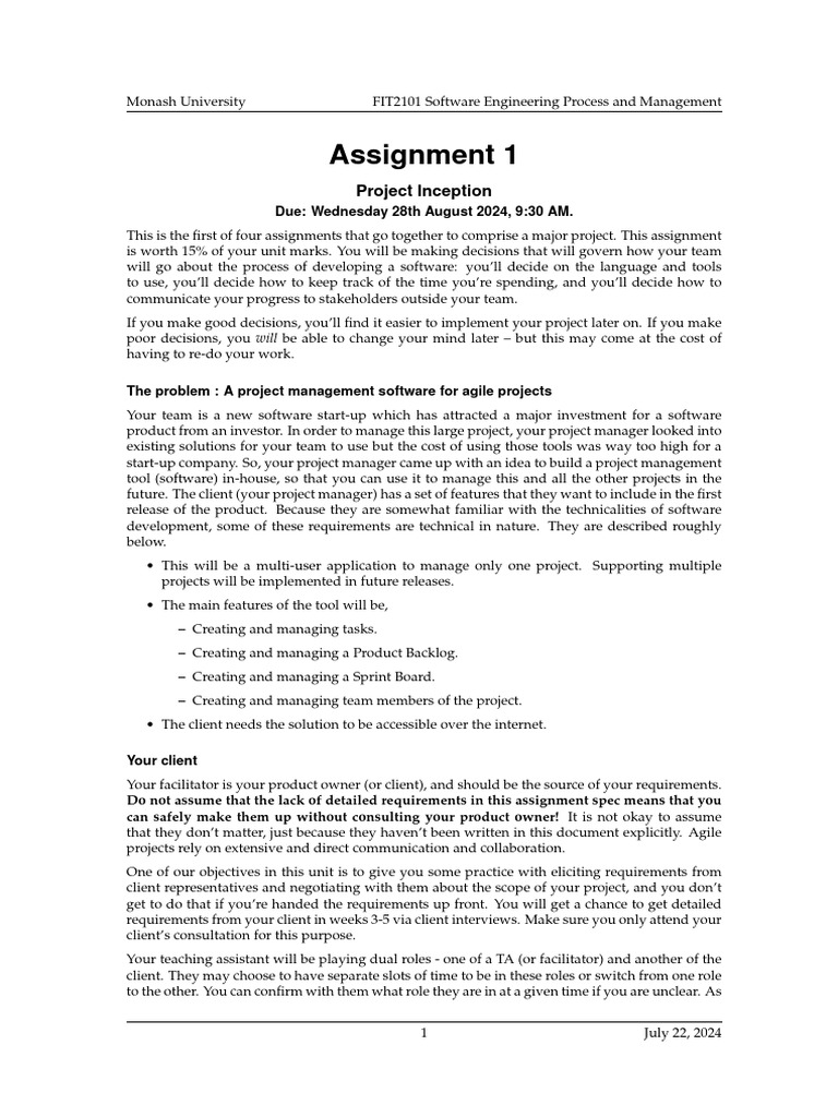 FIT2101 Assignment 1-2 | PDF