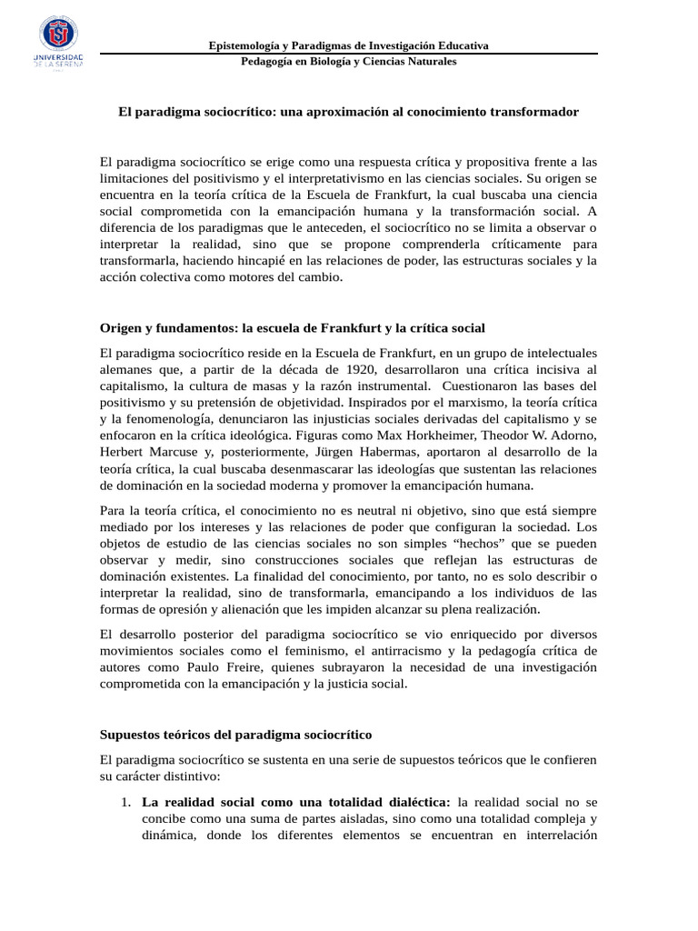 Paradigma Sociocrítico | PDF