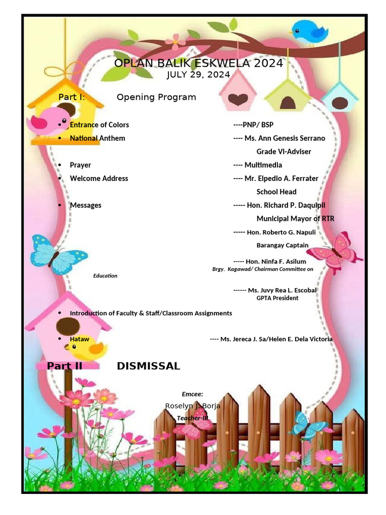 Opening of Classes Prog | PDF