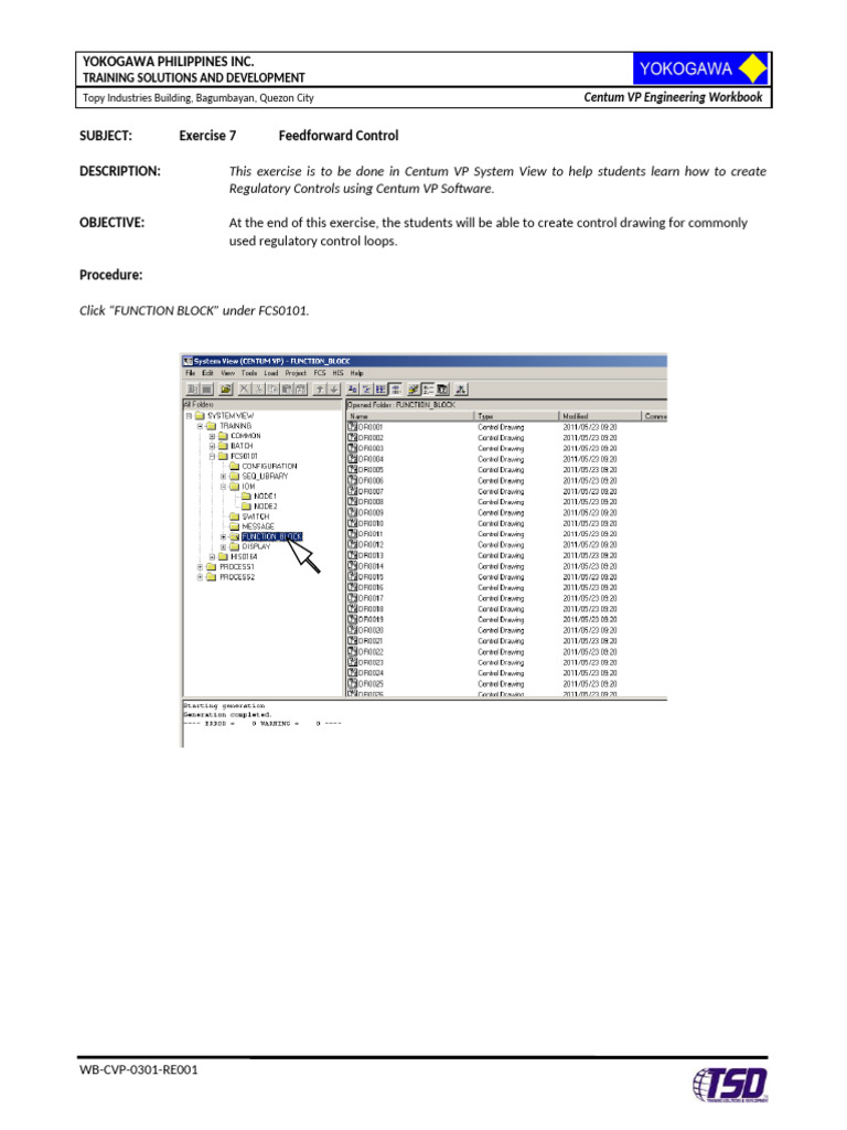 CentumVP Workbook - Exer 7 Feedforward Control | PDF