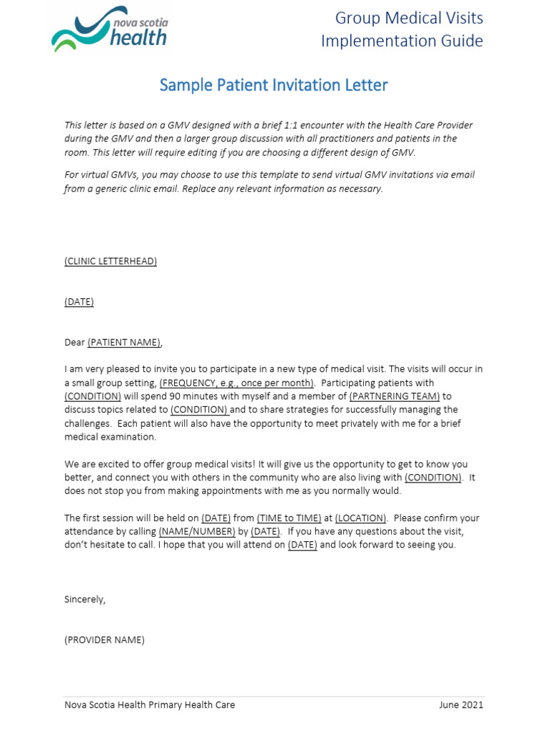 PHC GMV Example Patient Invitation Letter | PDF