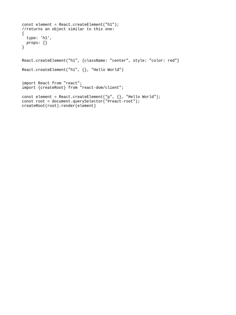 Const Element React - Createelement | PDF