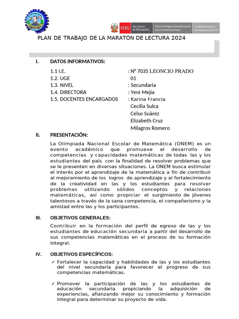 Plan Maraton de Lectura 2024 | PDF