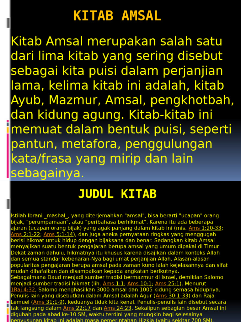 Tugas Kuliah, Referensi Kitab Amsal | PDF