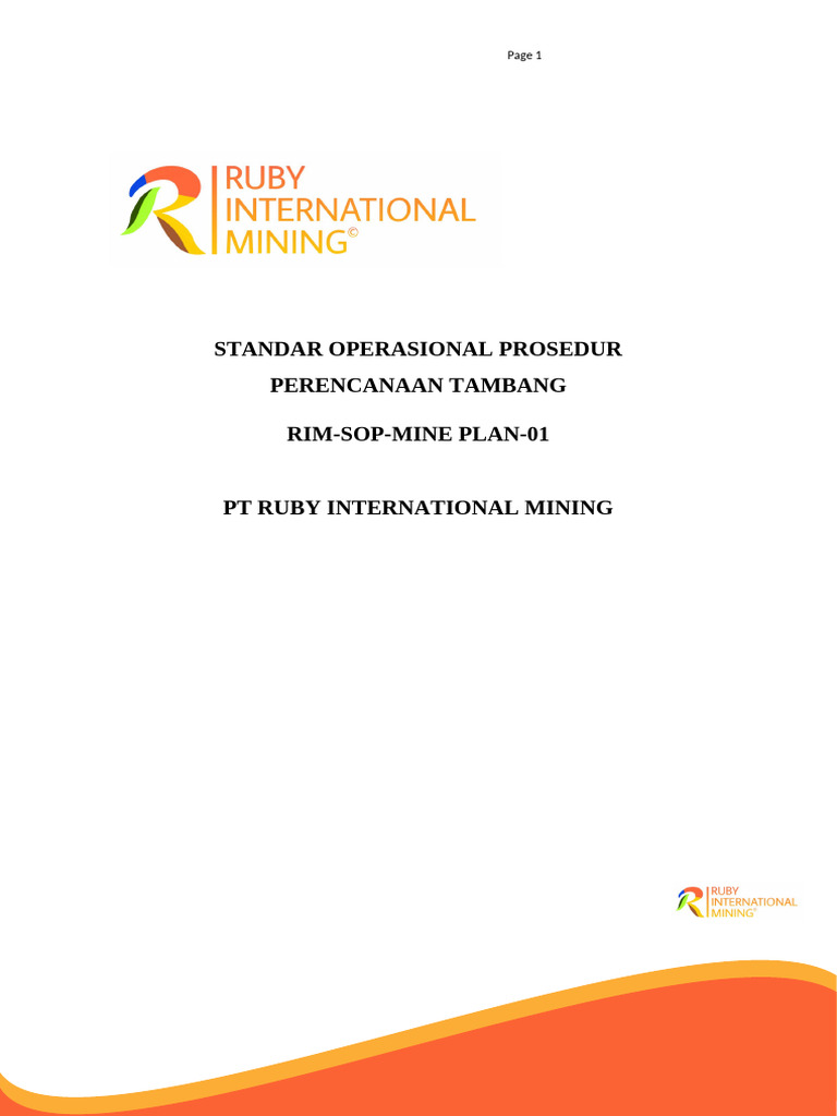 Sop Mine Plan | PDF