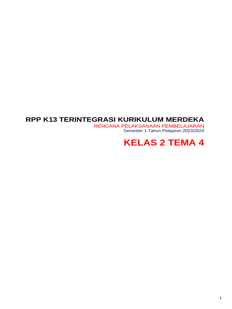 RPP PKM Kelas 2 Tema 4 November | PDF