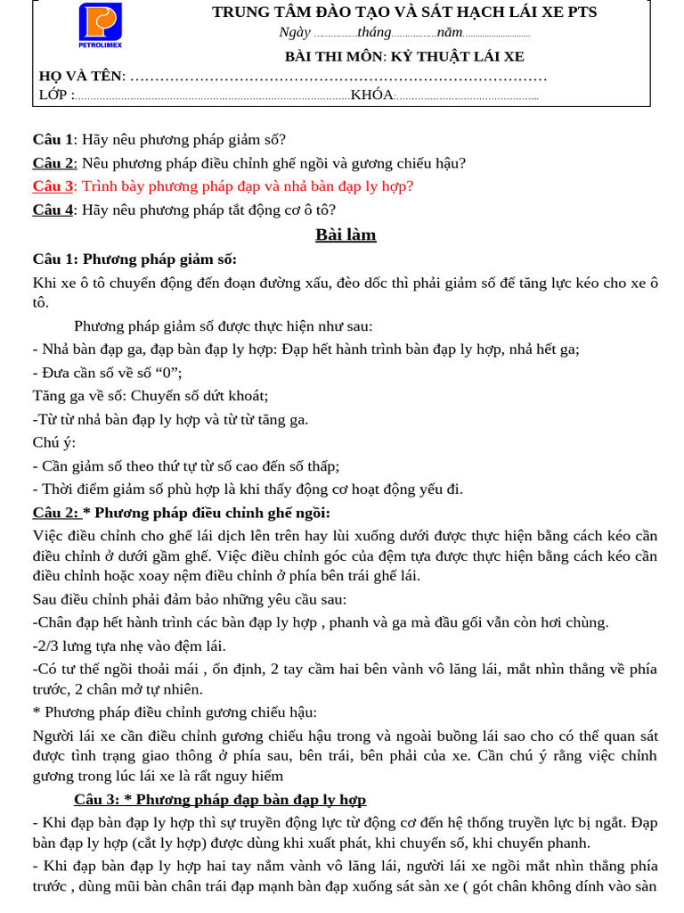 BÀI KT MÔN KỶ THUẬT | PDF