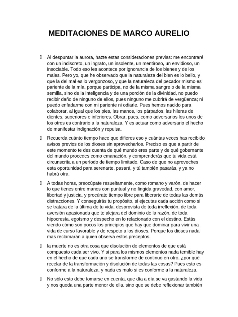 Meditaciones de Marco Aurelio | PDF