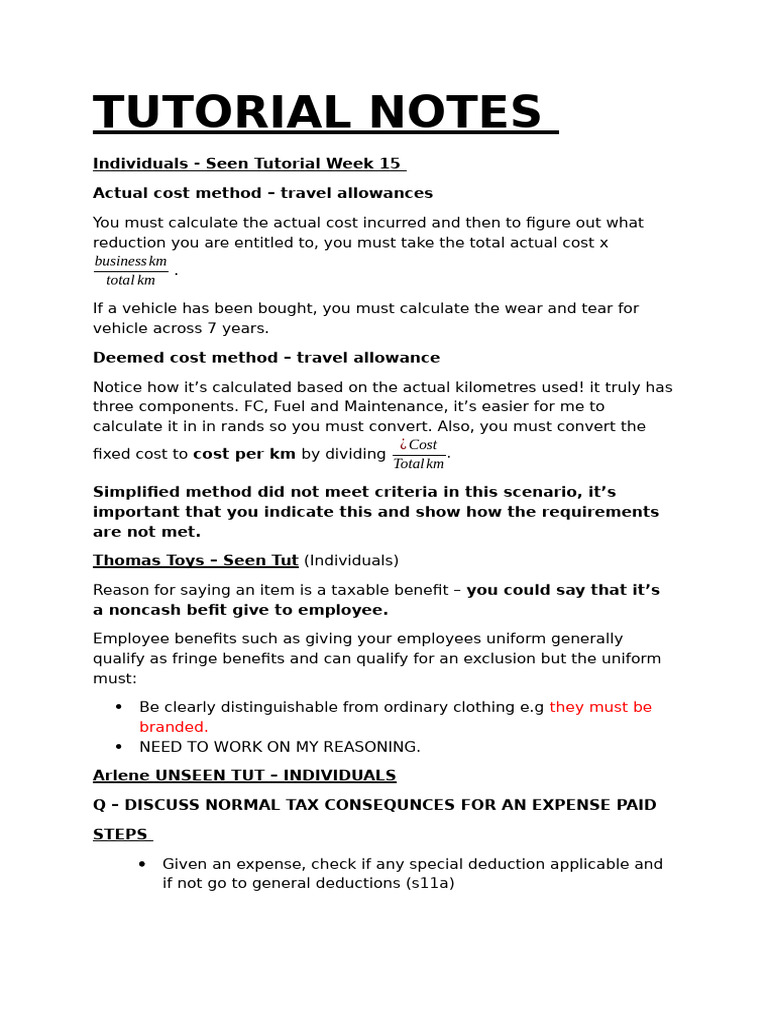 TAX II Tutorial Notes | PDF