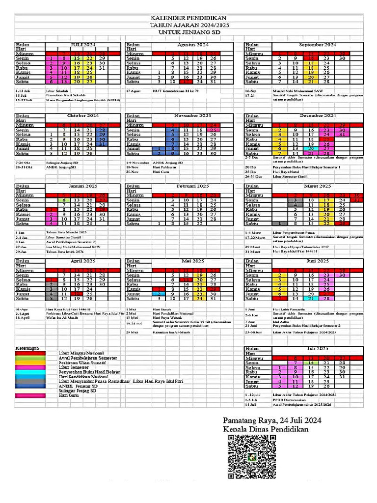 Kalender Pendidikan T.A 2024-2025 | PDF