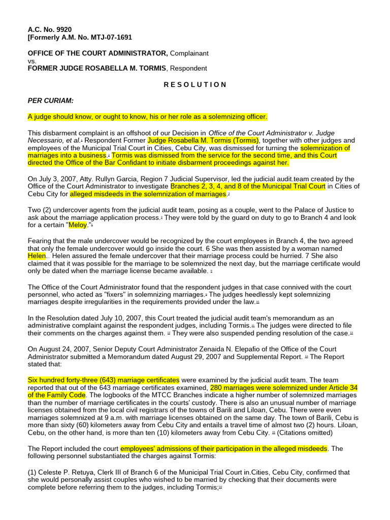 OCA Vs Tormis (AC No9920, 30 Aug 2016) | PDF