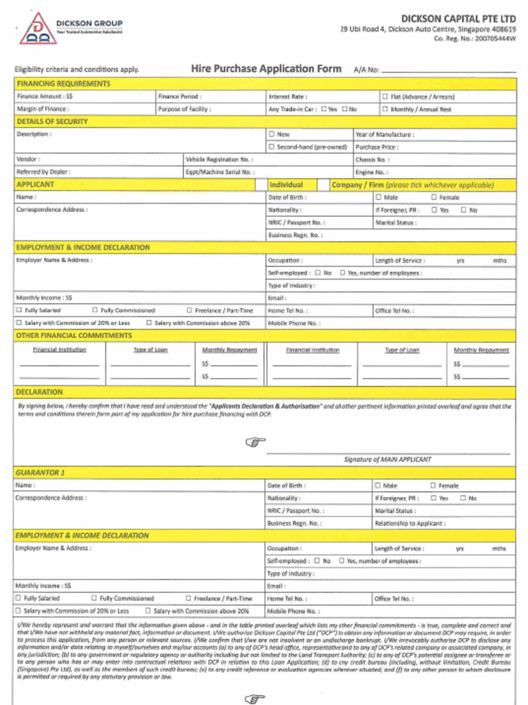 DCP Ih Loan Application Form | PDF