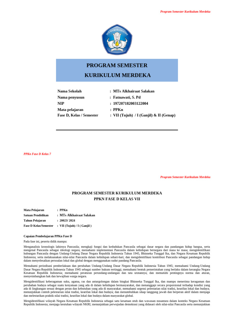 PROMES Kurikulum Merdeka | PDF