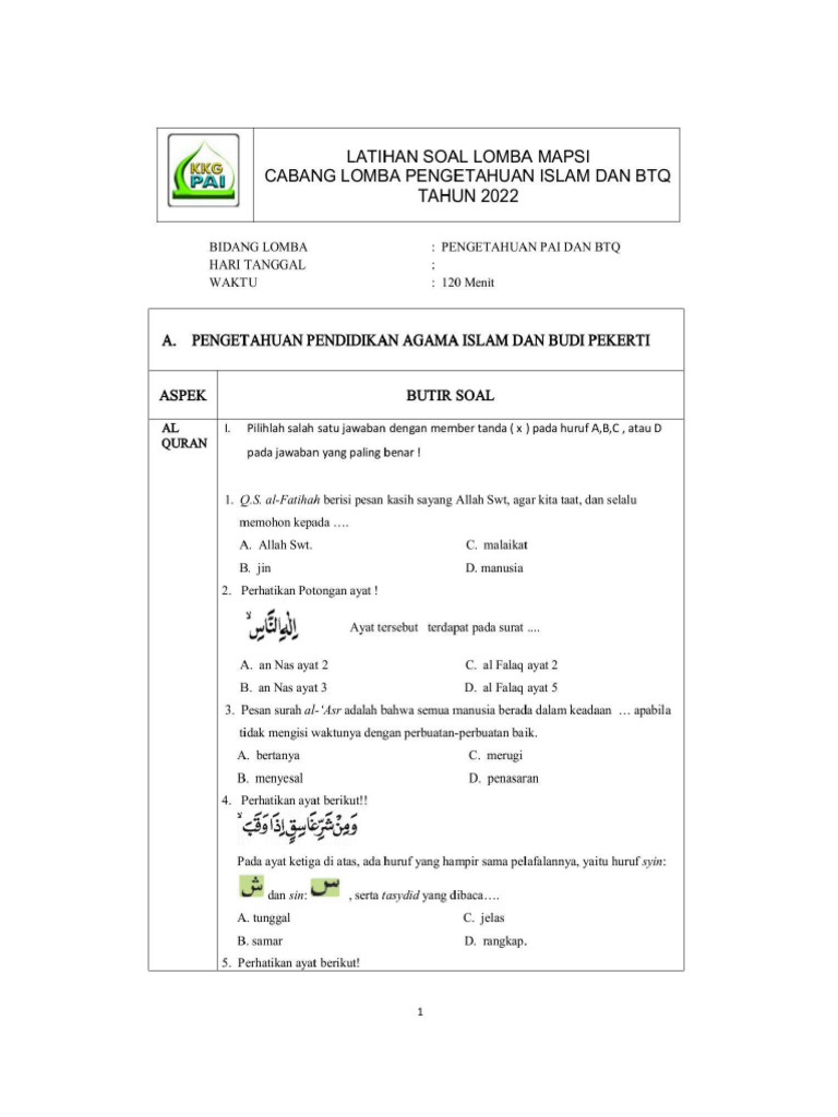 Soal Mapsi Latihan | PDF