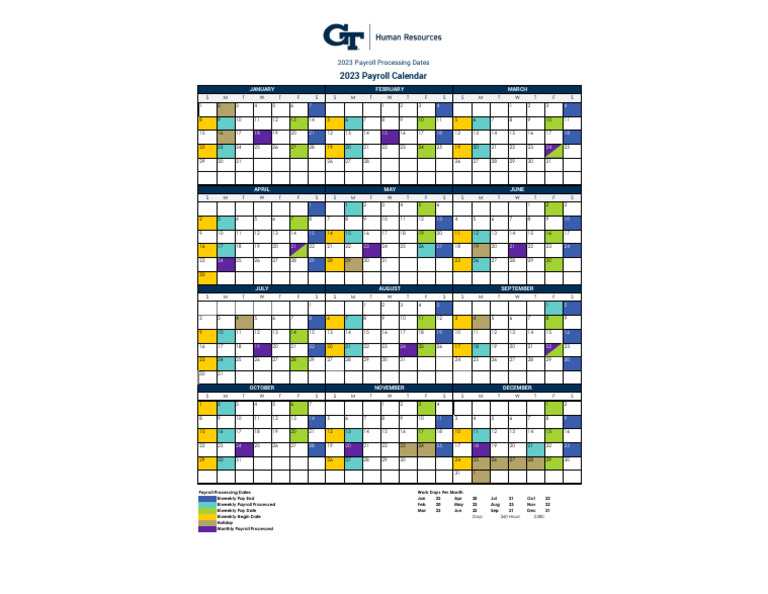2023 Payroll Calendar at A Glance REVISED 1 13 23 | PDF