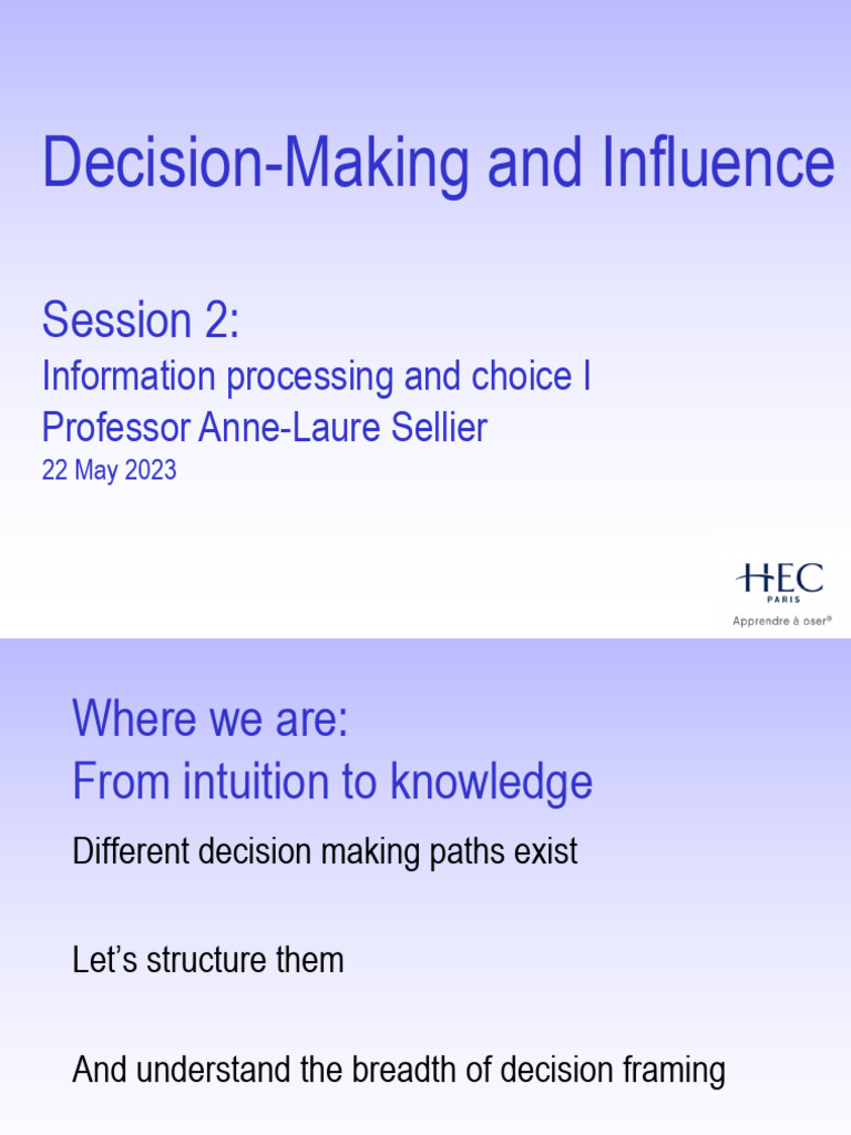 Decision Making and Influence 2023 session 2 handout | PDF