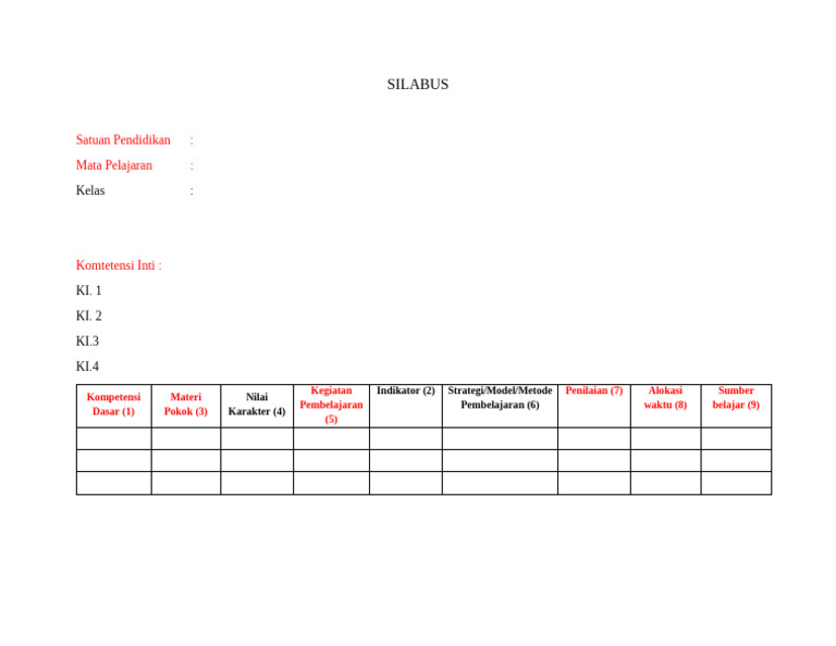 Format Silabus | PDF