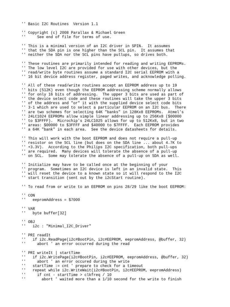 Basic I2C Driver | PDF