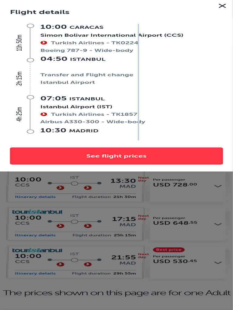 Turkish Airlines Booking Availability | PDF