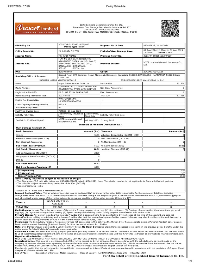 Policy Schedule | PDF