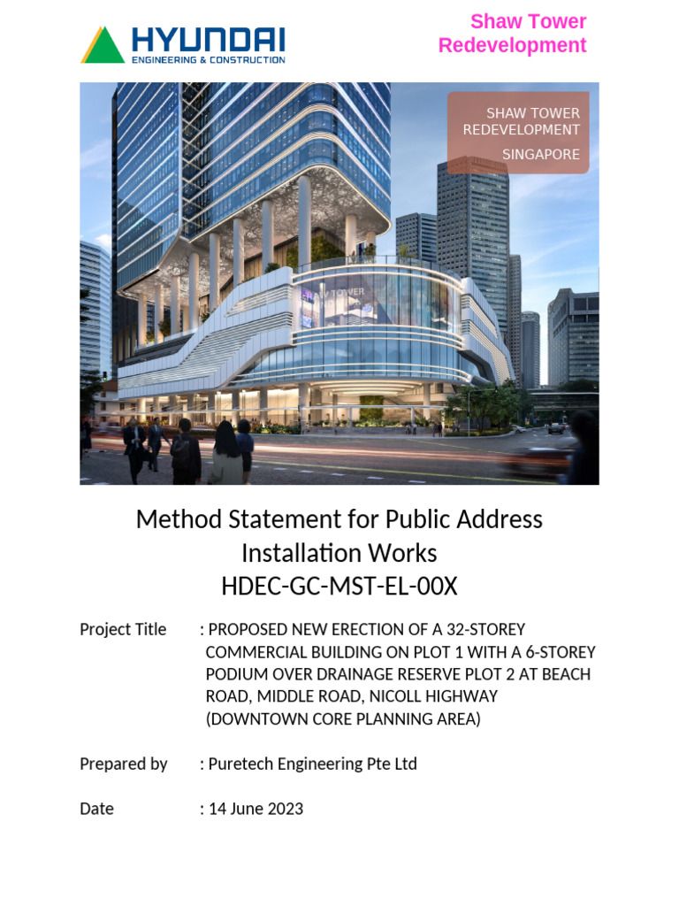 Hdec Gc Mst El 00x Method Statement Public Address System Installation Work Pdf