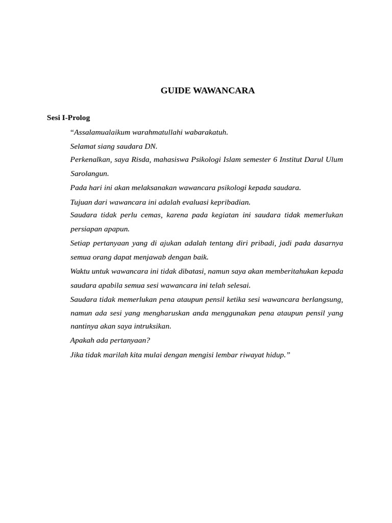 Guide Wawancara Risda | PDF
